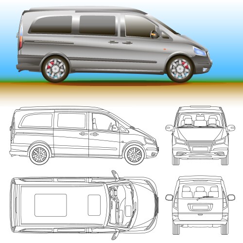 Minivan car van auto vehicle family minibus Vector Image
