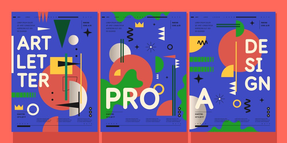 Abstract botanical wall art set Royalty Free Vector Image