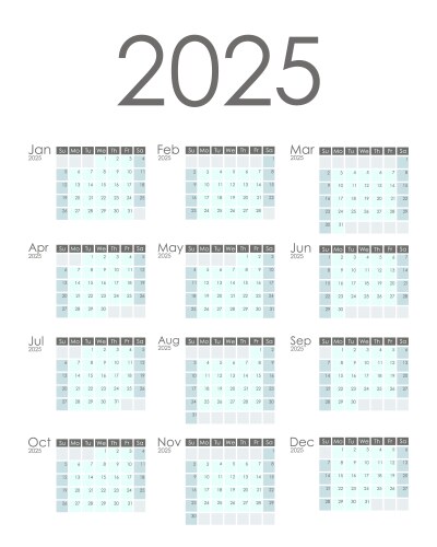 Calendar 2025 template Royalty Free Vector Image