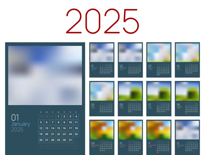 Calendar planner for 2025 stationery Royalty Free Vector