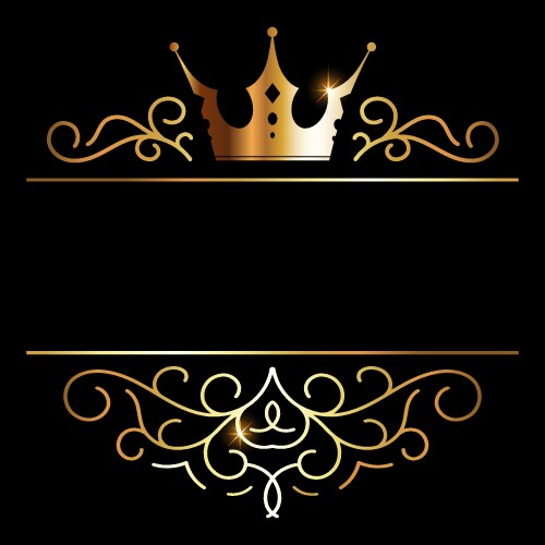 Golden vip sign with crown and ornament Royalty Free Vector