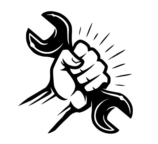 Hand holding a wrench tools icon cartoon Vector Image