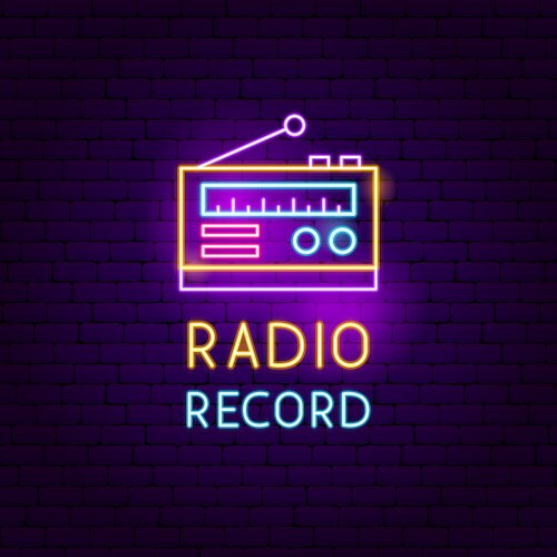 Music recorder neon label Royalty Free Vector Image