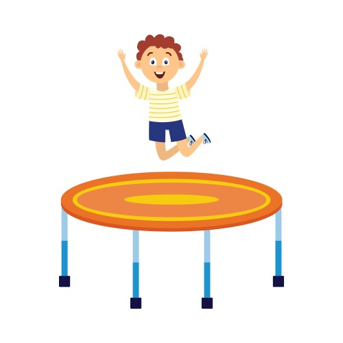 Little boy jumping on trampoline - happy cartoon Vector Image
