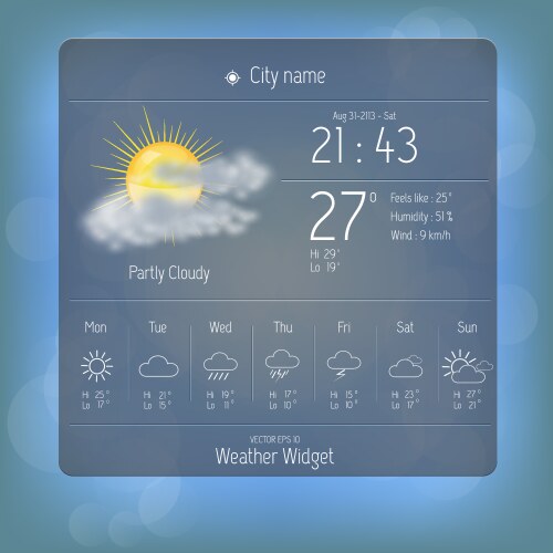 Weather widgets Royalty Free Vector Image - VectorStock