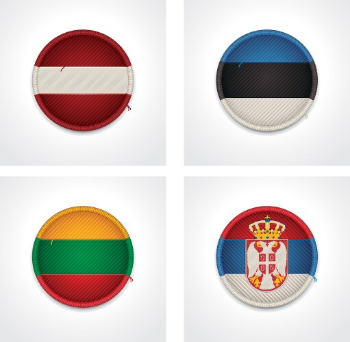 Flags of countries as fabric badges Royalty Free Vector