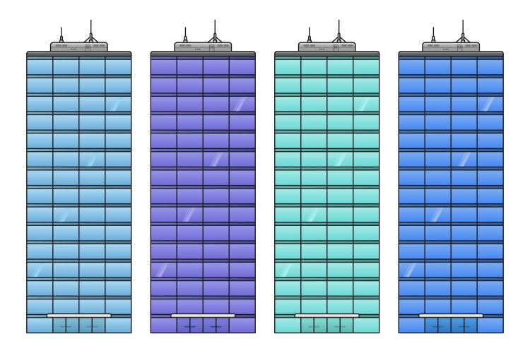 Glass skyscraper modern building set cartoon Vector Image