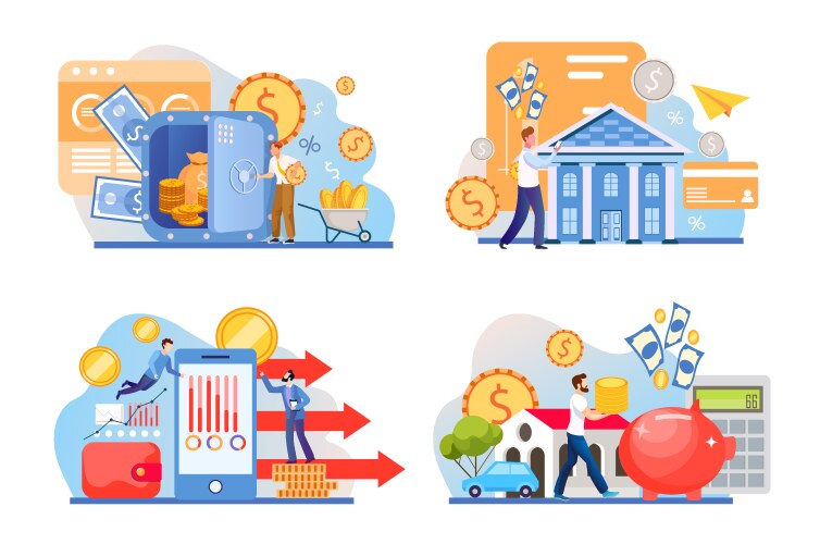 Evolution of money flat style design Royalty Free Vector