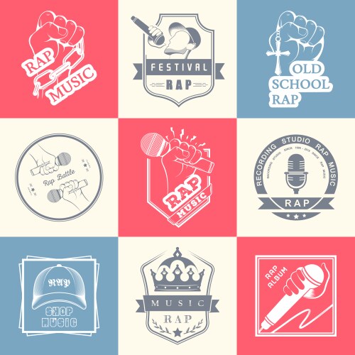 Set logos and badges rap music Royalty Free Vector Image