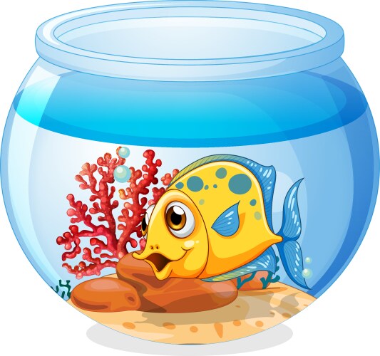 Cartoon golden fish in the aquarium Royalty Free Vector