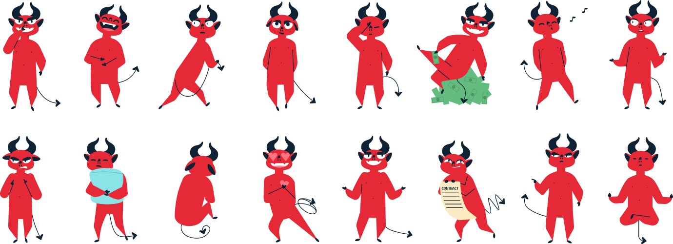 Red flaming devil horns in fire satan demon Vector Image