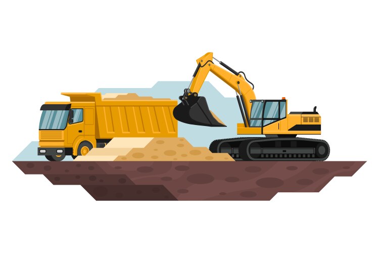 Tipper truck moves mini construction machinery Vector Image