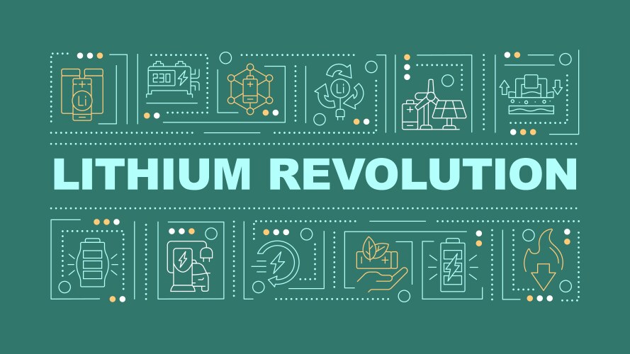 Lithium revolution turquoise word concept Vector Image