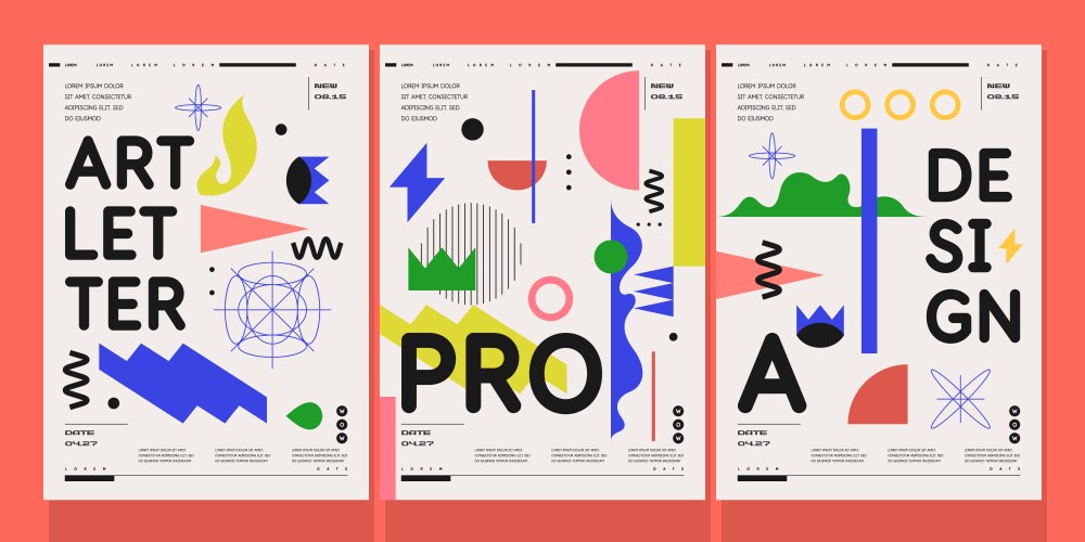 Abstract colorful collage poster design template Vector Image