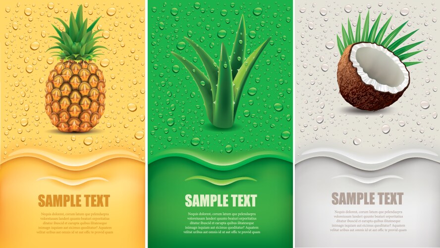 Many fresh juice drops background with fruits Vector Image