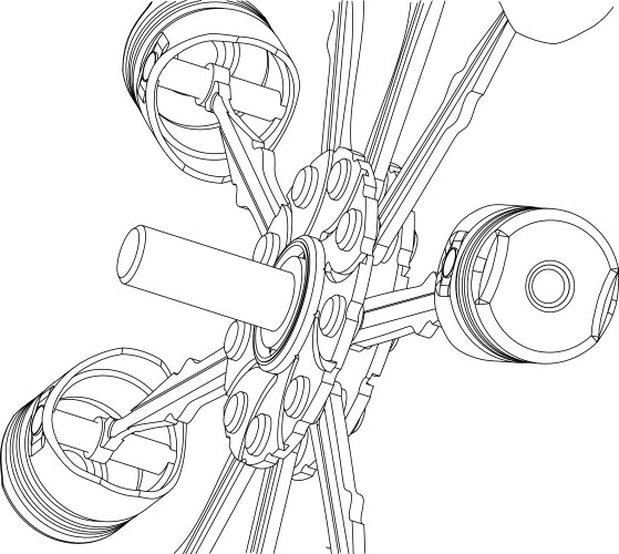 White wheel and two pistons Royalty Free Vector Image