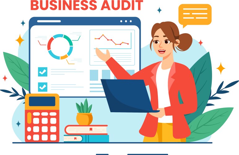 Business audit documents with charts accounting Vector Image