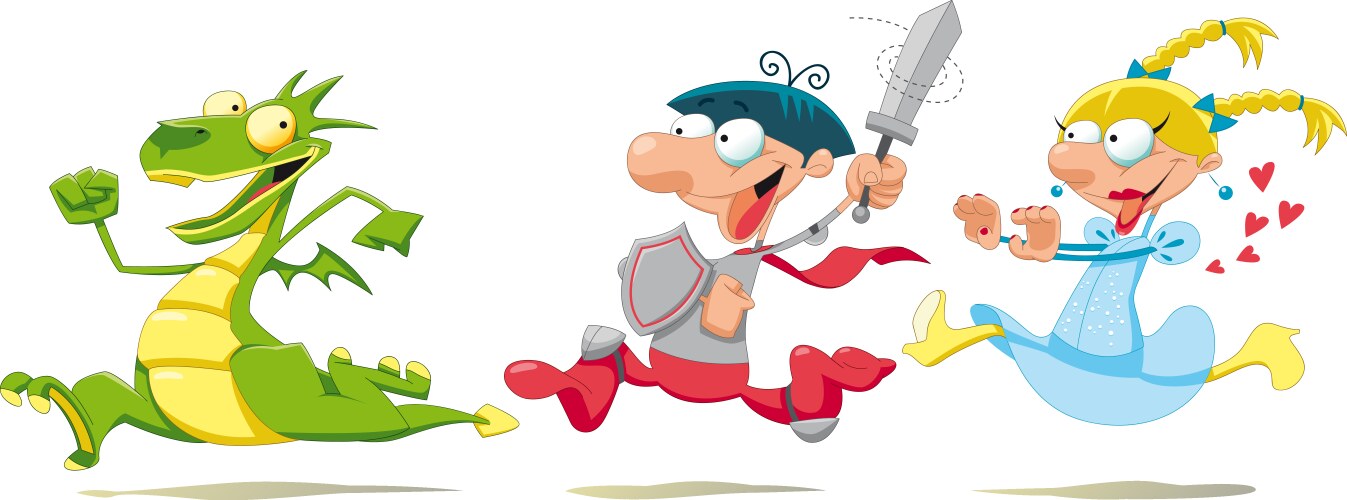 Medieval knight and dragon Royalty Free Vector Image