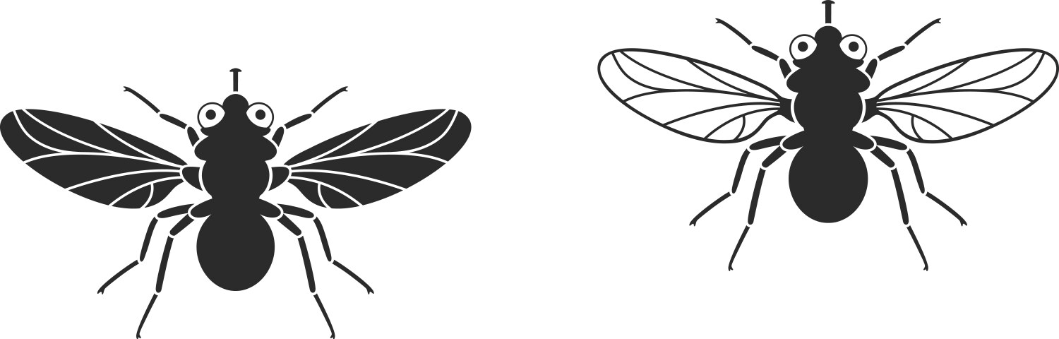 Fly - black and white Royalty Free Vector Image