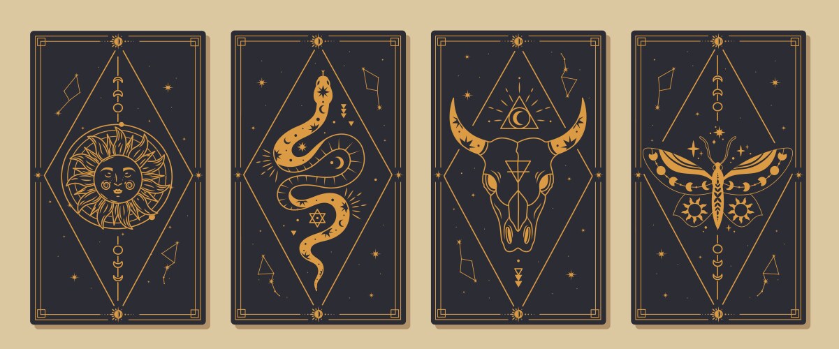 Tarot cards batch reverse side magic frame Vector Image