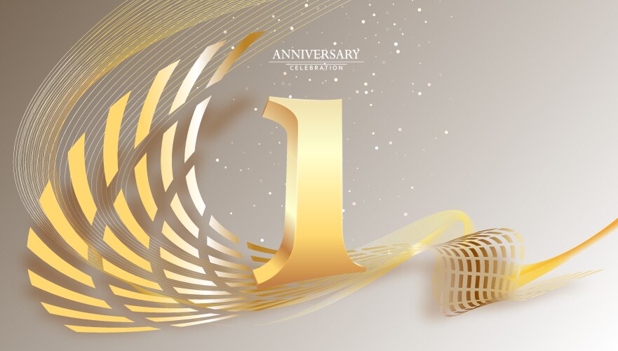 1th anniversary celebration gold numbers Vector Image