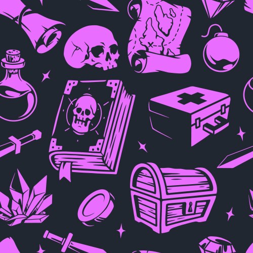 Vintage gaming seamless pattern Royalty Free Vector Image