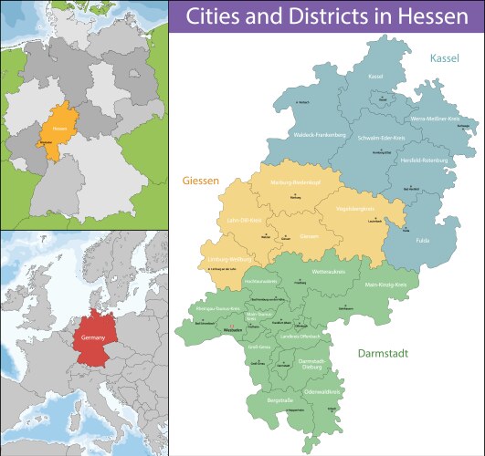 Map of hesse Royalty Free Vector Image - VectorStock