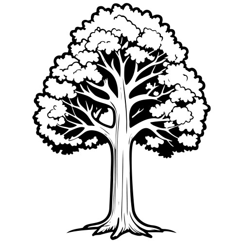 Cartoon oak tree drawing realistic hand drawing Vector Image