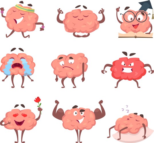 Problem solving concept cartoon brains Royalty Free Vector