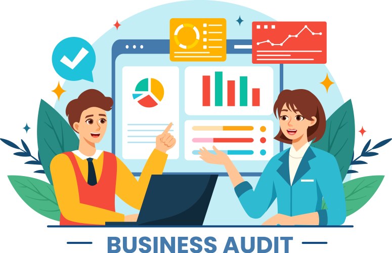 Business audit documents with charts accounting Vector Image