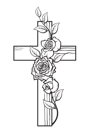 Christian Cross with Roses Royalty Free Vector Image