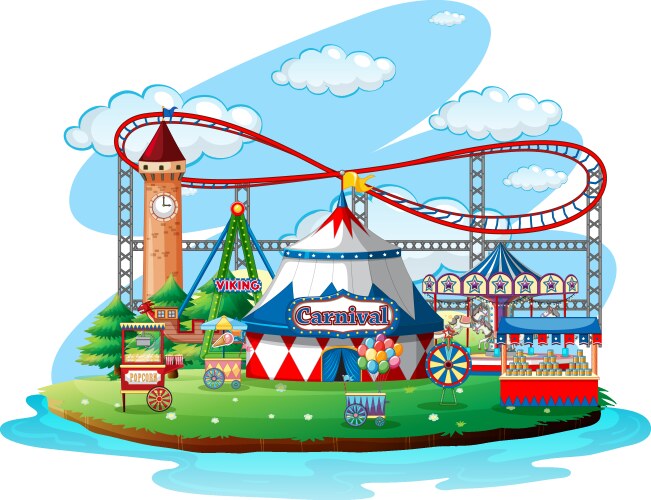 Fun fair background scene Royalty Free Vector Image