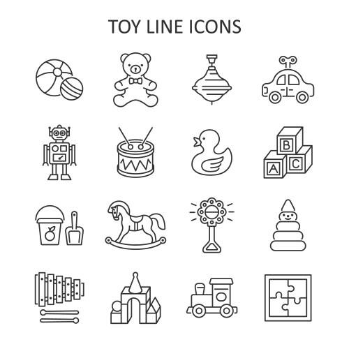 Toys icons collection Royalty Free Vector Image