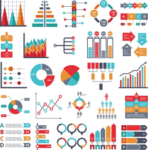Infographic set graph and charts diagrams Vector Image