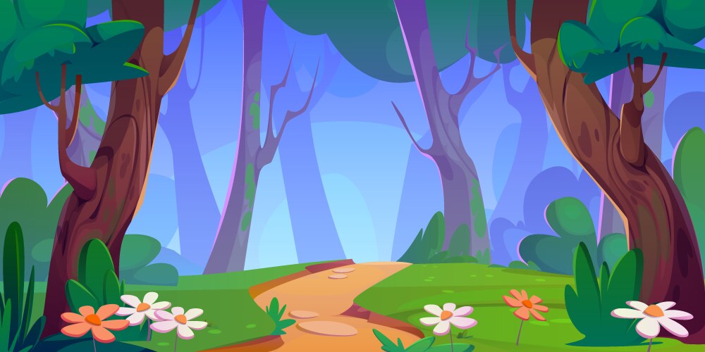 Cartoon forest landscape 4 Royalty Free Vector Image