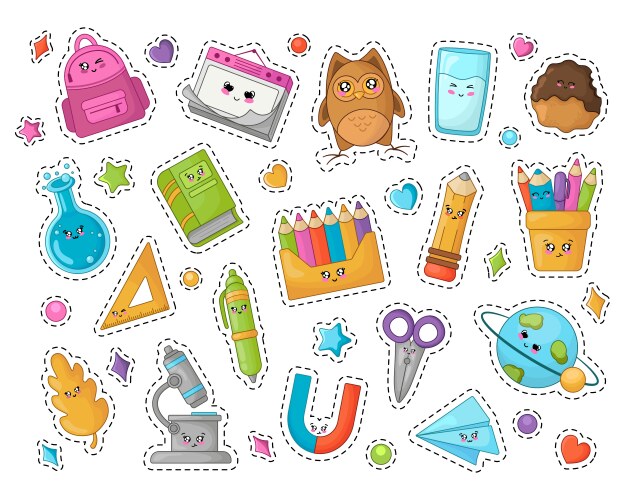 Kawaii School Supplies Frame Royalty Free Vector Image