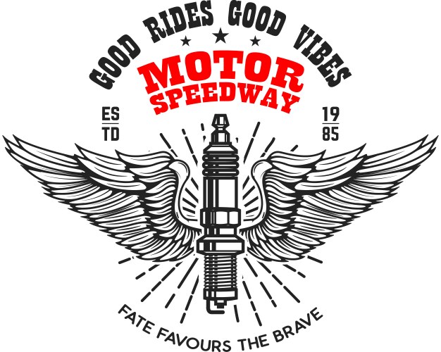 Motor speedway emblem template with winged Vector Image