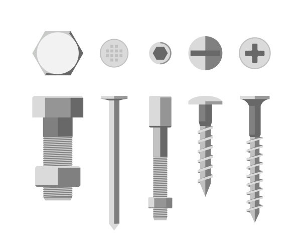 Banner with bolts nuts nails Royalty Free Vector Image