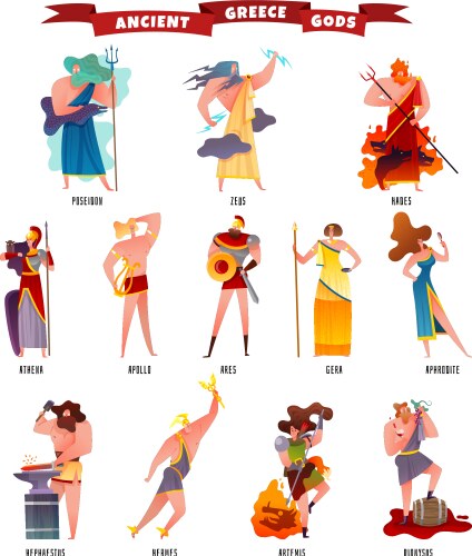 Greek inspired doodle collection featuring Vector Image