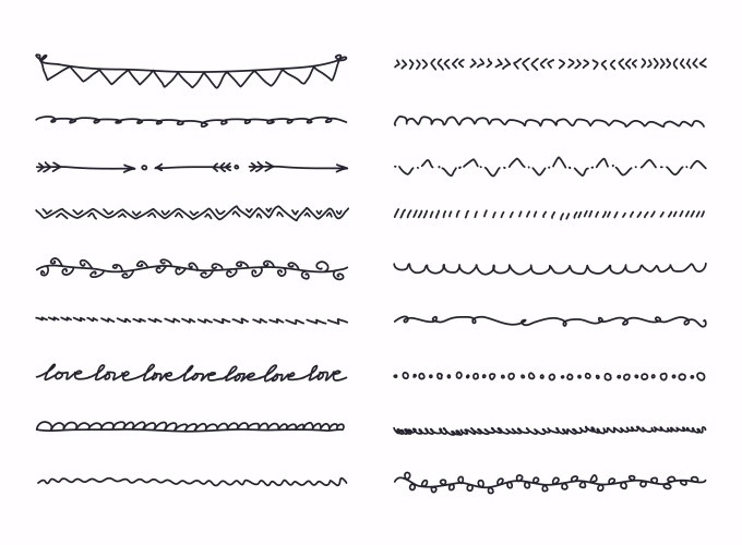 Hand drawn line border set Royalty Free Vector Image