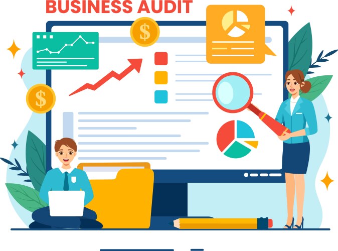 Business audit documents with charts accounting Vector Image