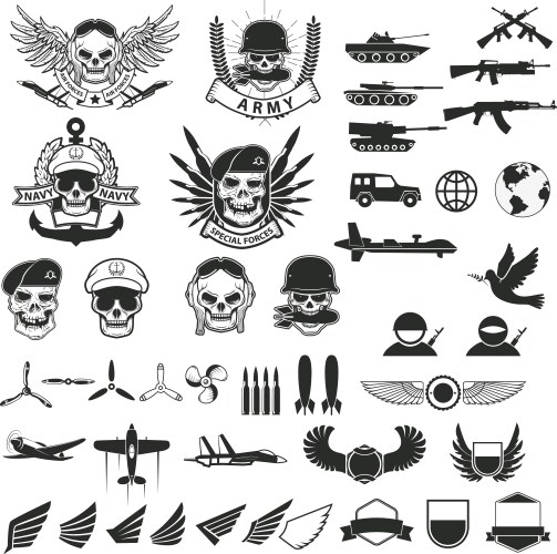 Set of empty shapes for military badges army Vector Image