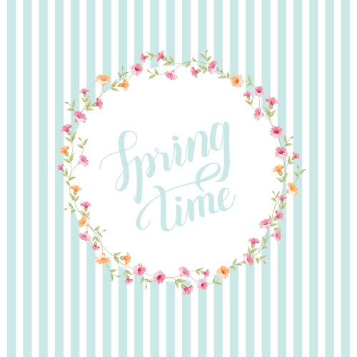 Spring time concept of card with blooming flowers Vector Image