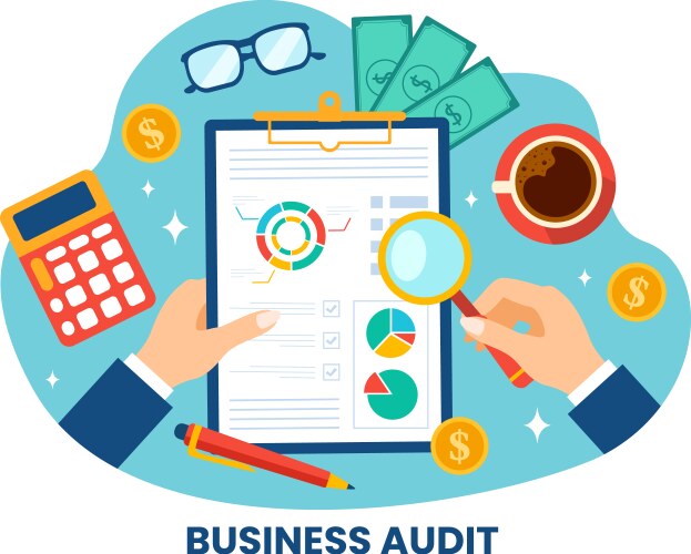 Business audit documents with charts accounting Vector Image