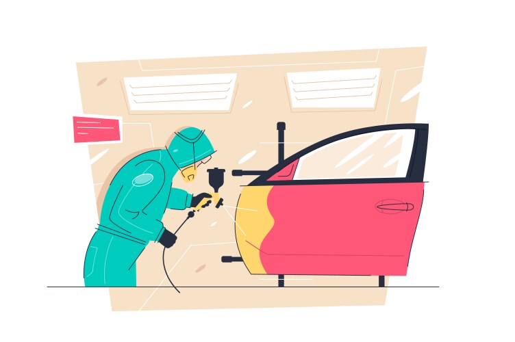 Car painting station Royalty Free Vector Image