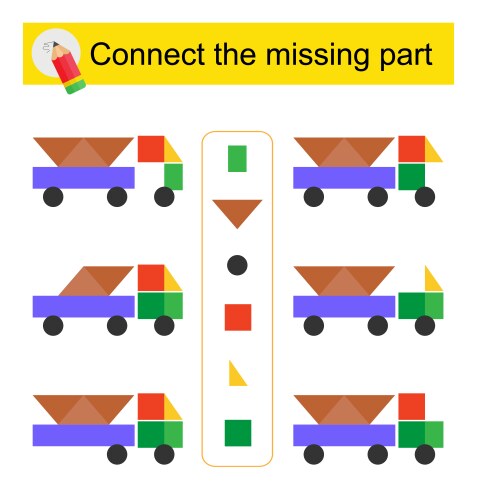 Connect the missing part educational game Vector Image