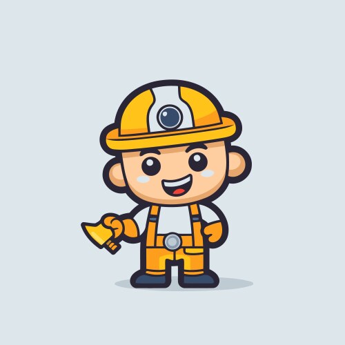 Cute boy construction worker mascot character Vector Image
