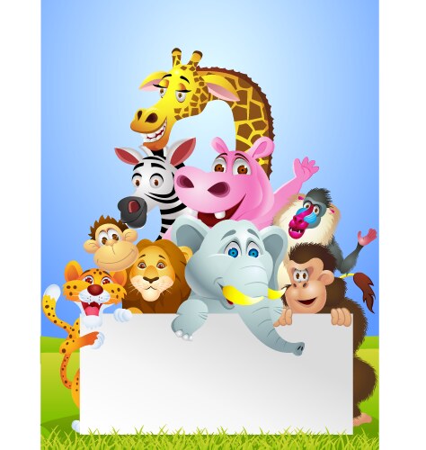 Animal cartoon with blank sign Royalty Free Vector Image