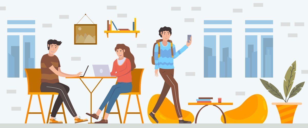 Cartoon coworking space Royalty Free Vector Image