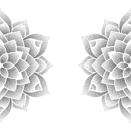 Dotted black and red flower symbol Royalty Free Vector Image